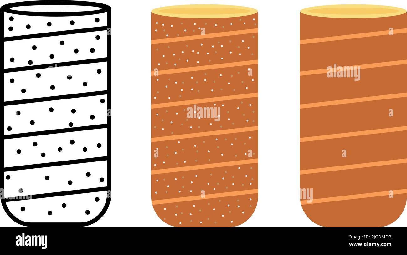 Chimney cake, kurtos kalacs sweet bread typical hungarian cake. Vector ...