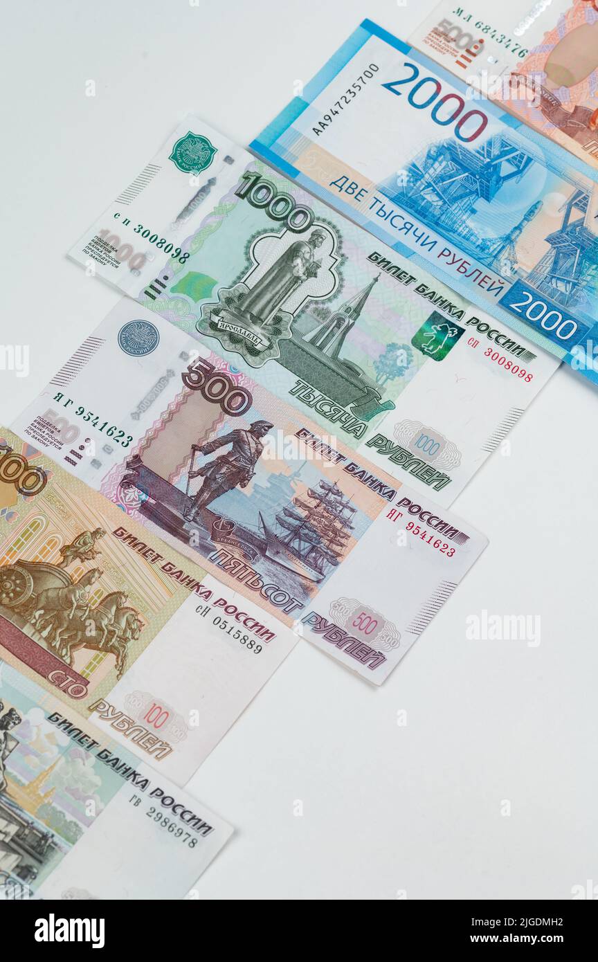 Russian rubles background. Money background and texture. Banknotes of ...