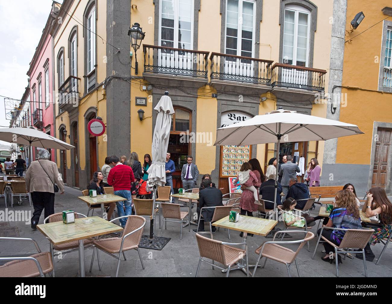 People in a bar, old town of Arucas, Grand Canary, Canary islands ...