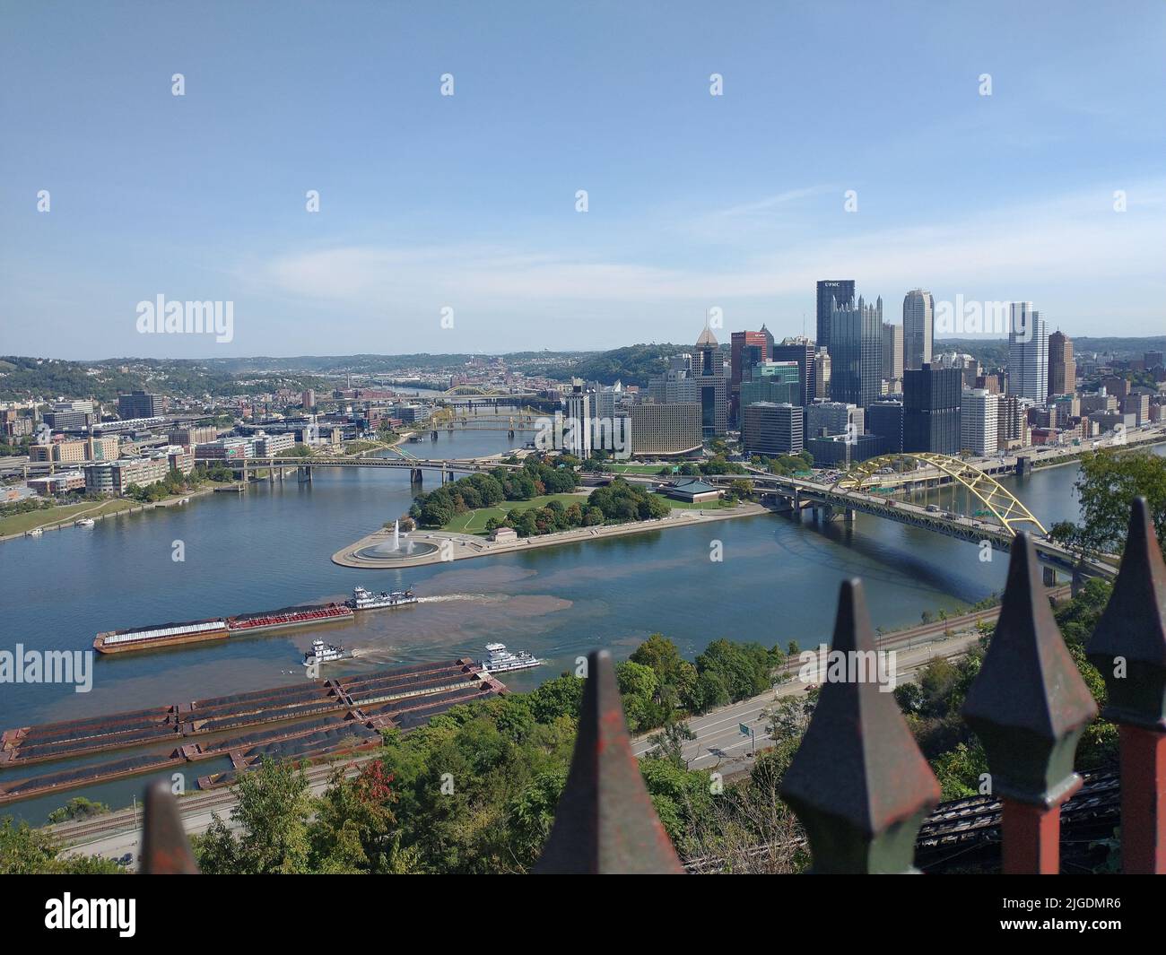 A long exposure view of downtown Pittsburgh, Pennsylvania where Ohio ...