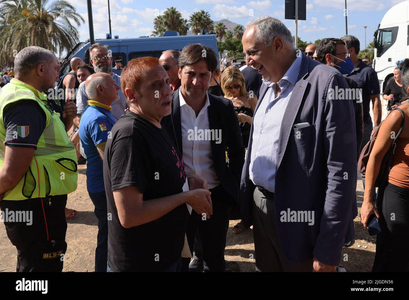 Palermo, Italy. 10th July, 2022. in the photo the mayor of Palermo and ...