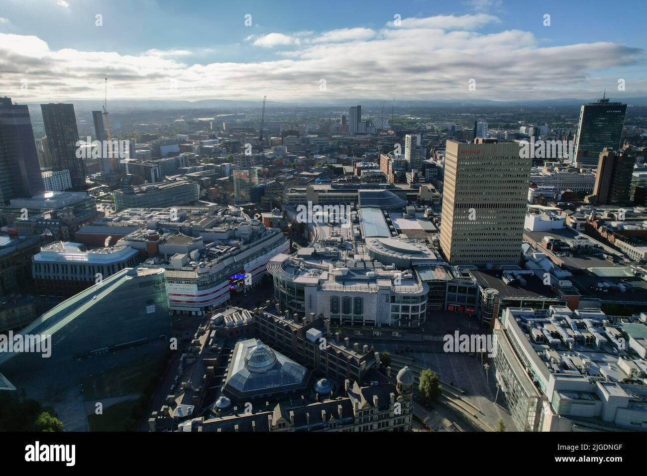 Manchester City Centre Drone Aerial View Above Building Work Skyline ...