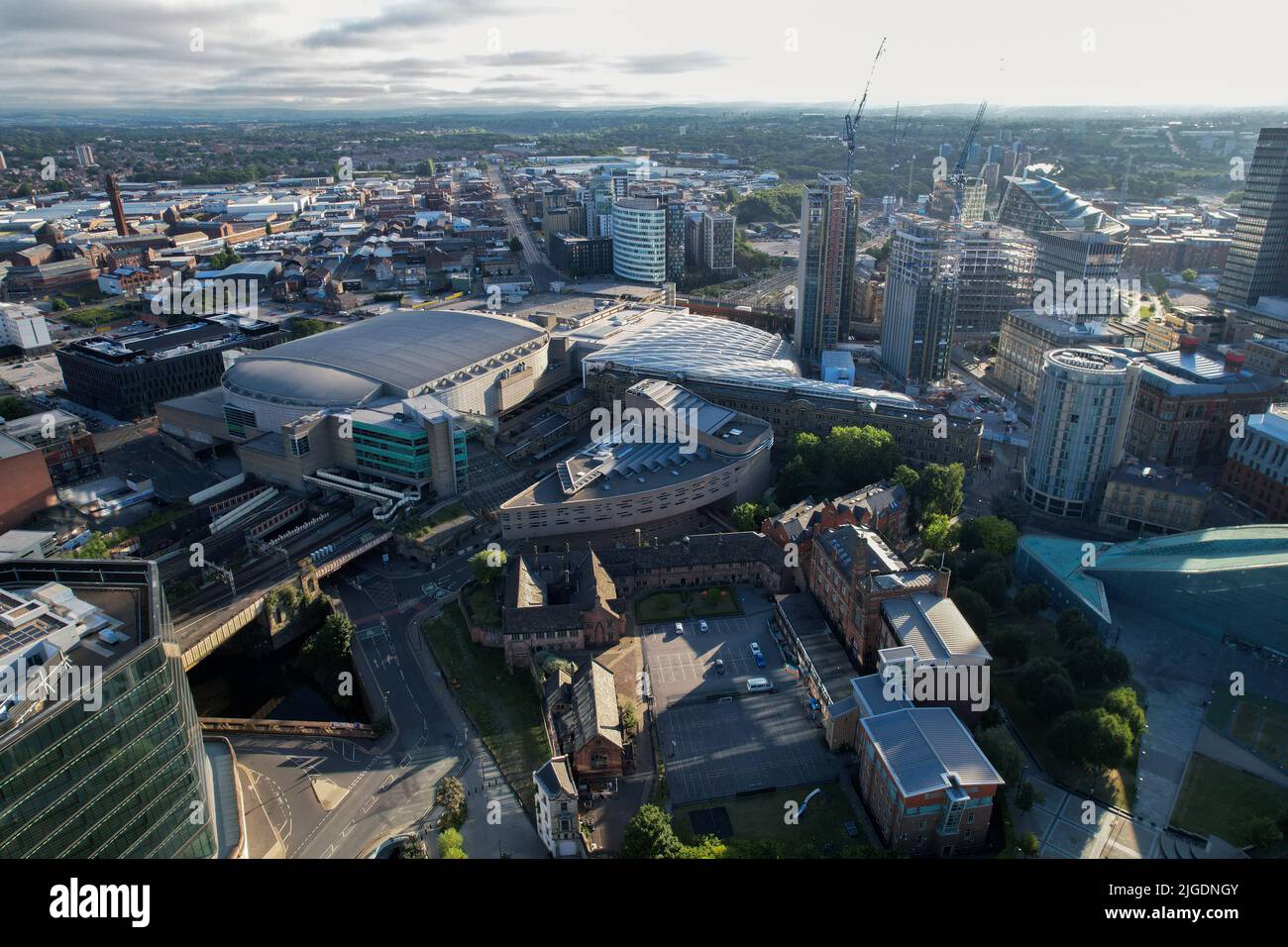 Manchester Arena City Centre Drone Aerial View Above Building Work ...
