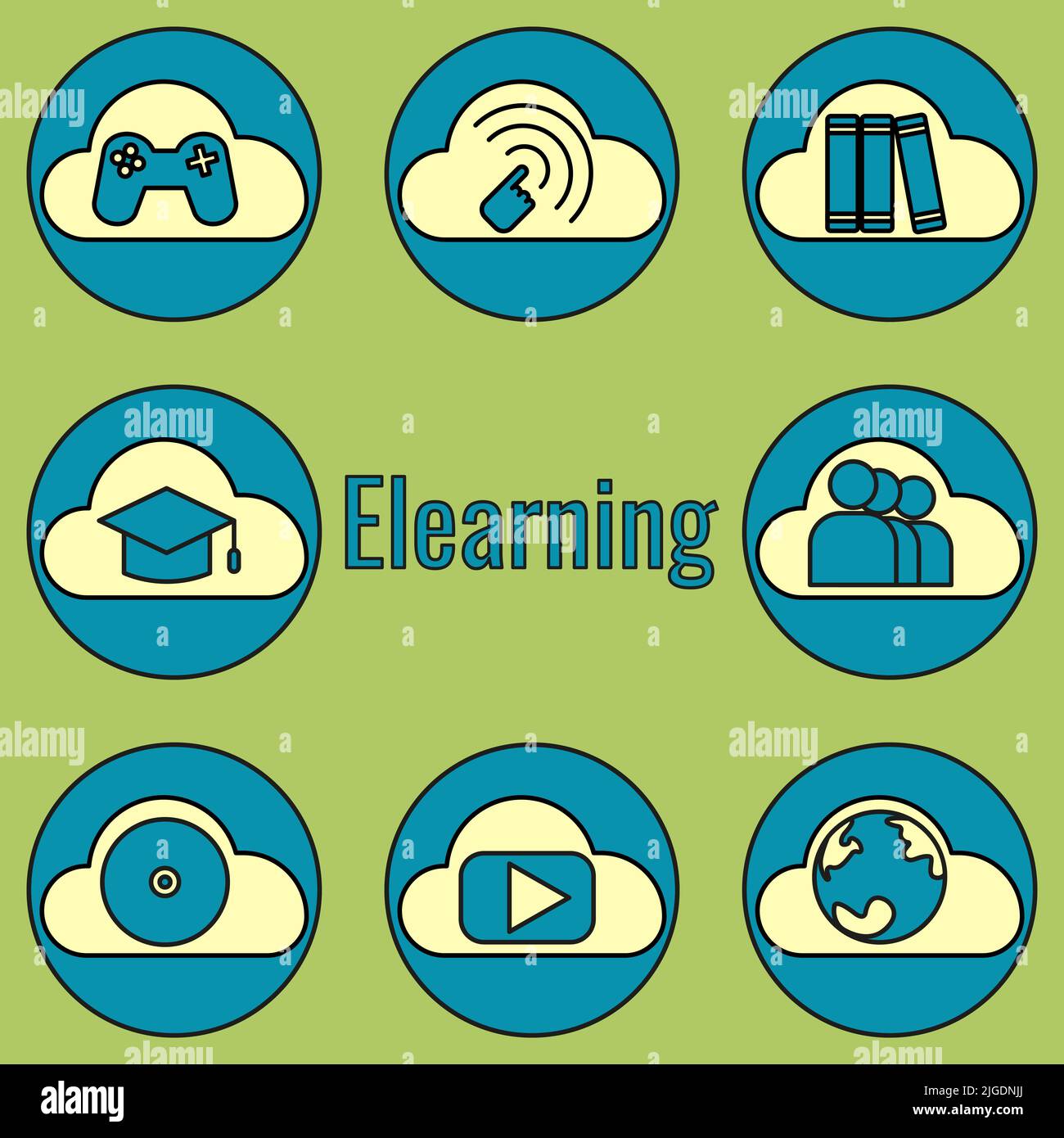 Elearning icon set. Color illustration for application. Vector Stock ...