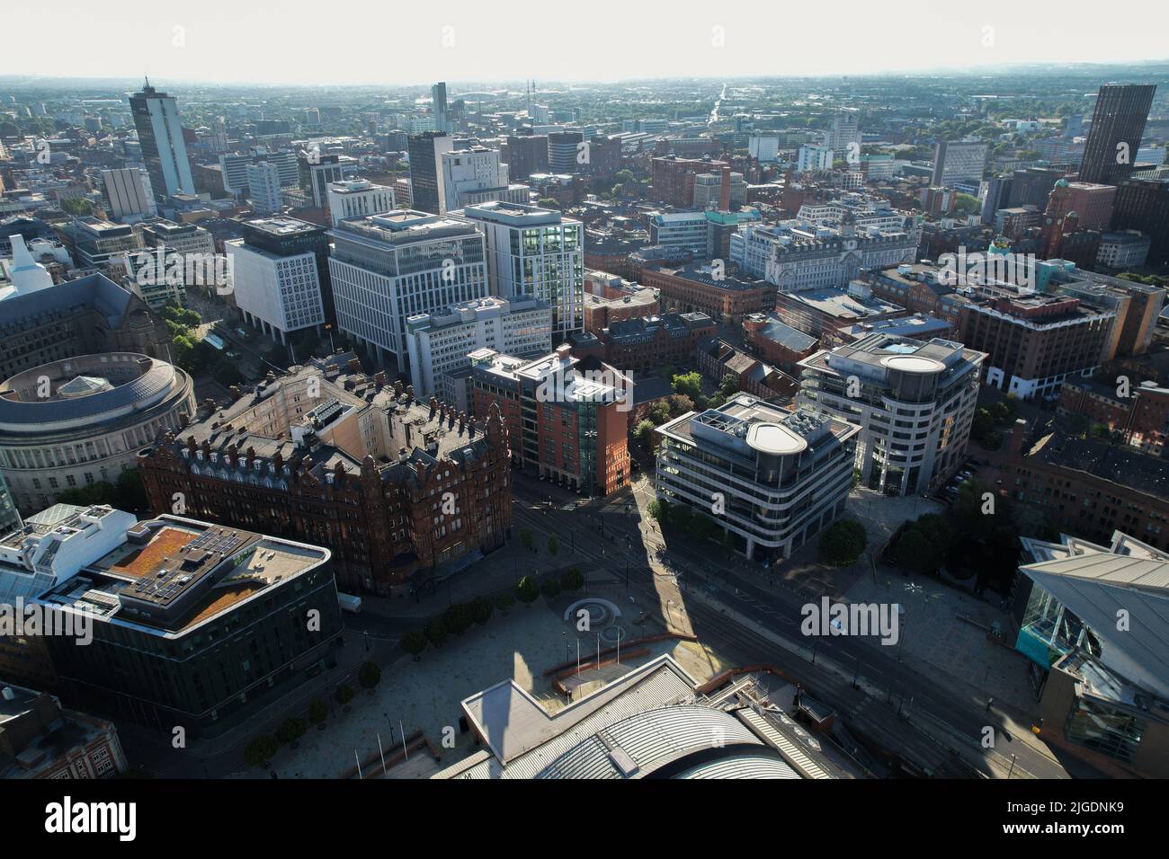Manchester City Centre Drone Aerial View Above Building Work Skyline ...