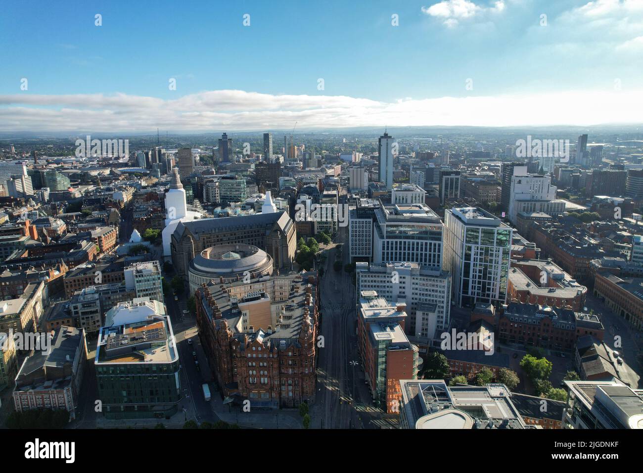 Manchester City Centre Drone Aerial View Above Building Work Skyline ...