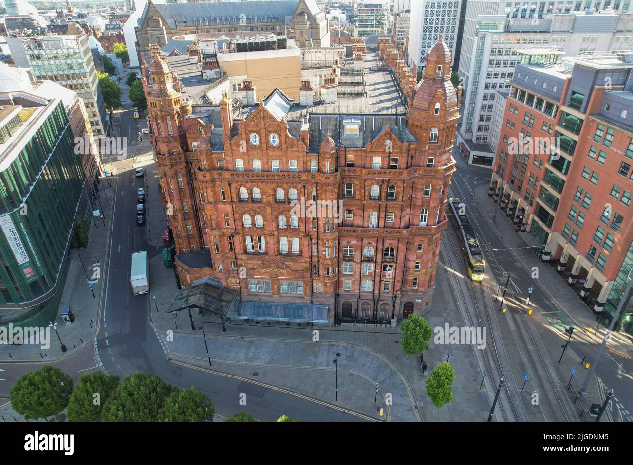 Manchester City Centre Drone Aerial View Above Building Work Skyline ...