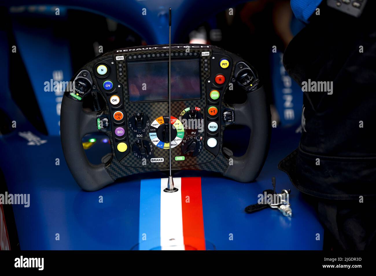 steering wheel, volant, Alpine F1 Team A522, mechanical detail during ...