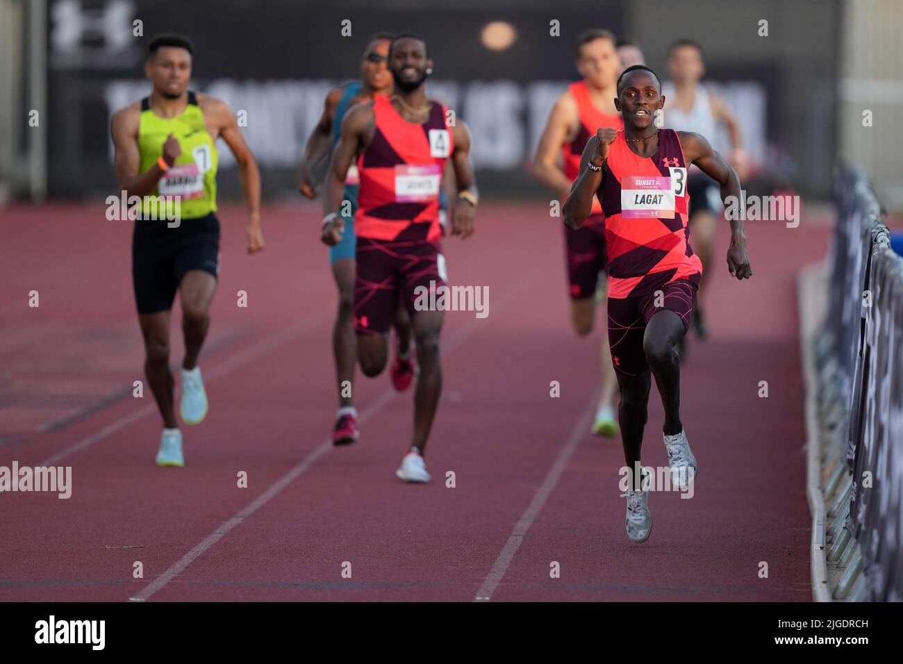 Festus Lagat wins the 800m in 1:44.81 during the Under Armour Sunset ...