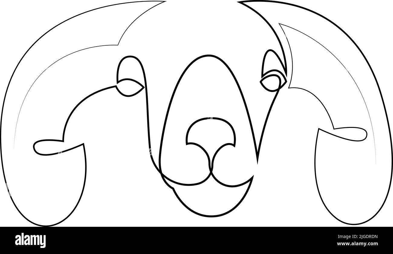 The head of a ram drawn in one line. Continuous line. Agriculture ...