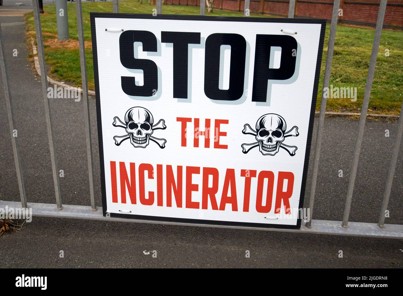 stop the incinerator protest sign in kirkby merseyside england uk Stock ...