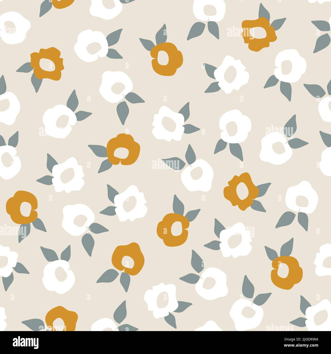 Floral seamless pattern design. Beige and white flowers vintage pattern ...