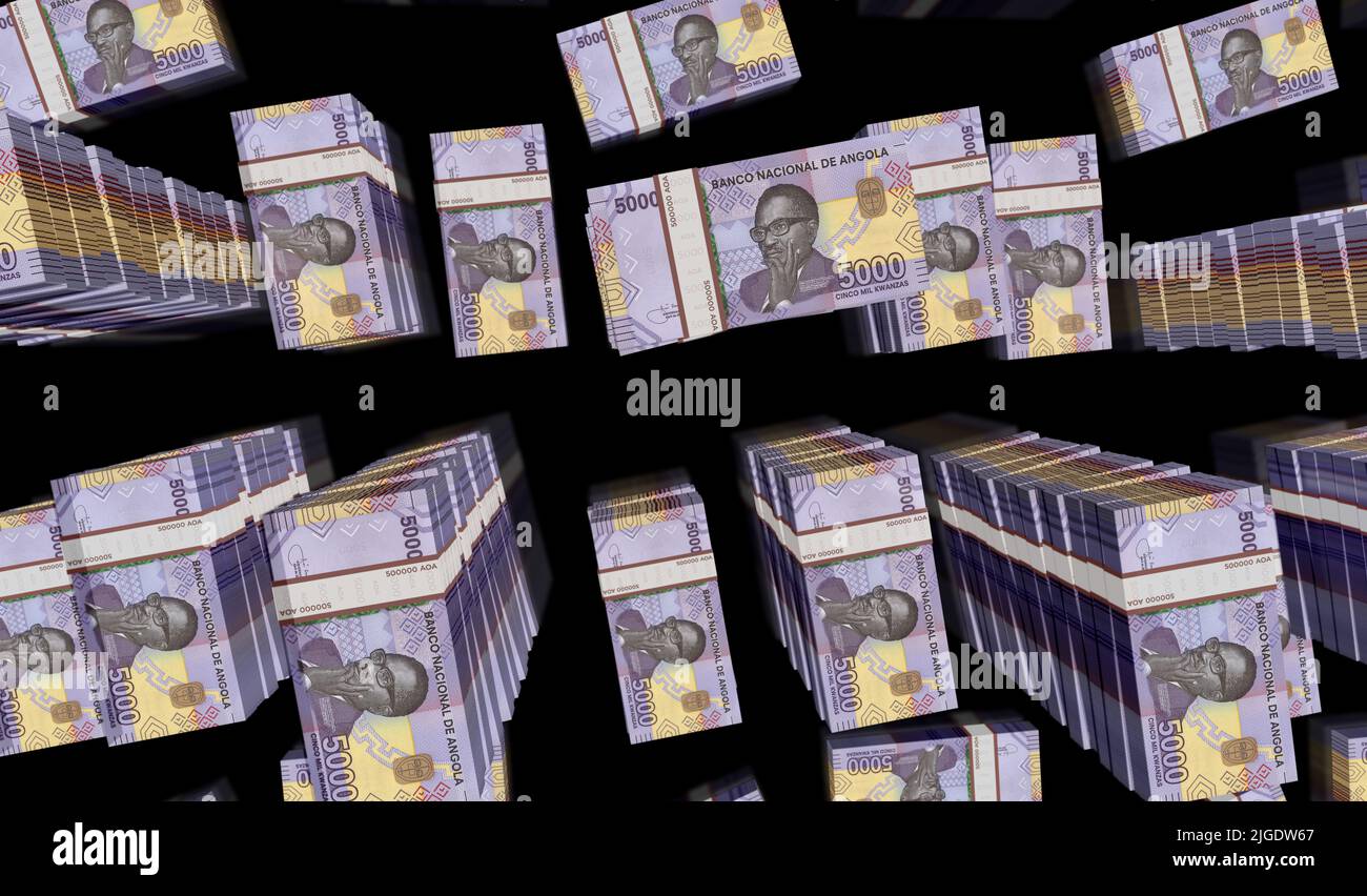 Angolan Kwanza money pack 3d illustration. AOA banknote bundle stacks ...
