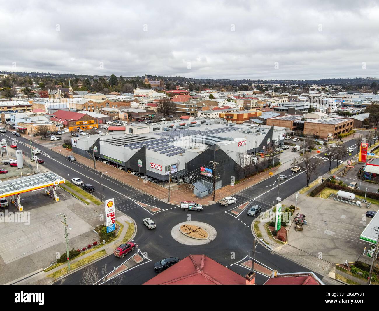 Aerial View of the town Armidale, NSW, 2340, Australia, with beautiful ...