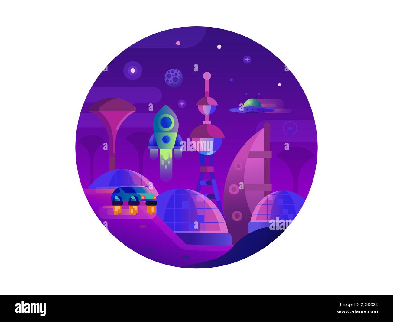 Futurist City on Space Icon in Gradient Design Stock Vector Image & Art ...