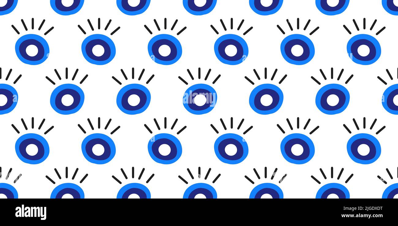Evil eyes seamless pattern in blue, white colors Stock Vector Image ...