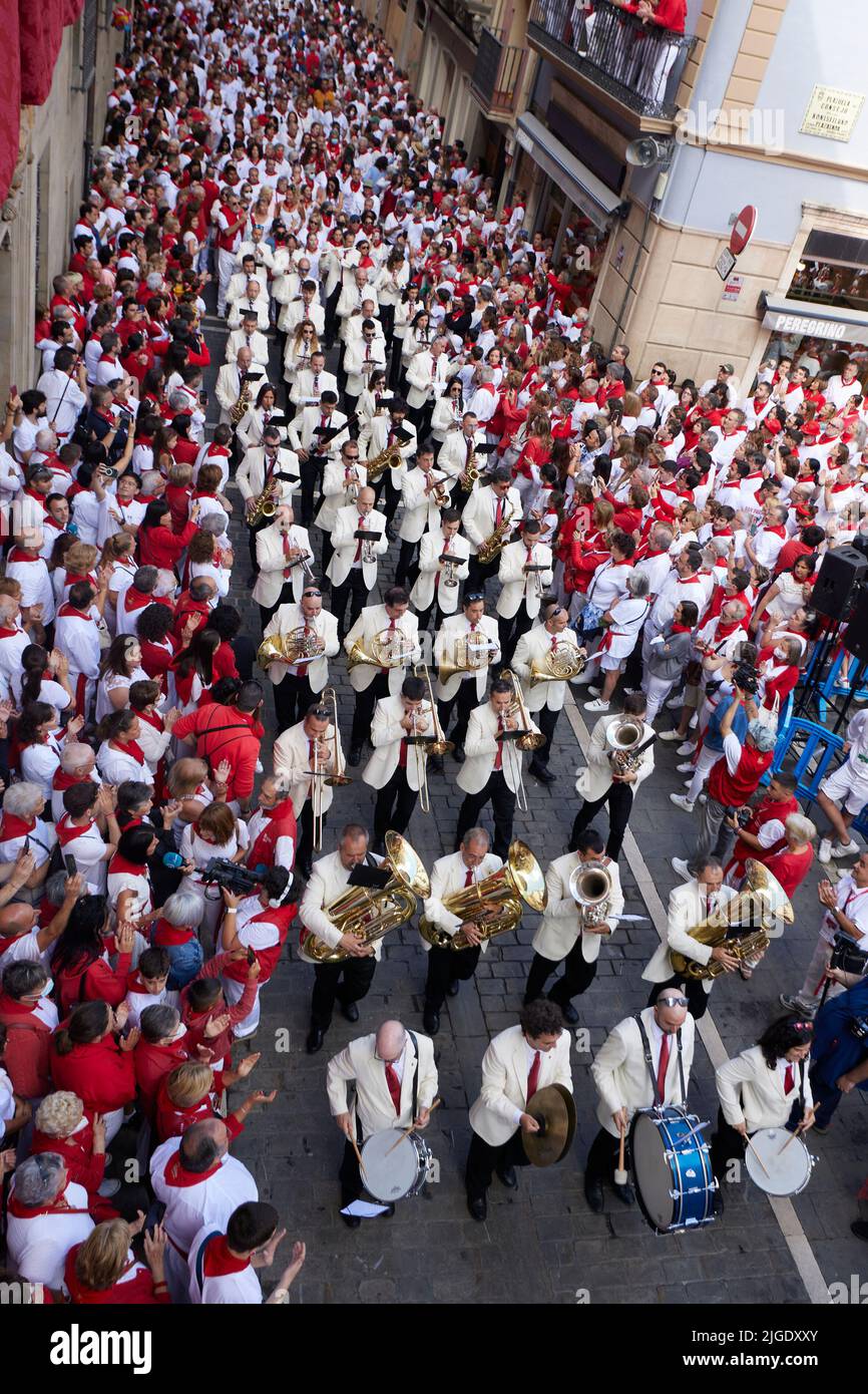 People attend the San Fermin procession during the traditional San ...