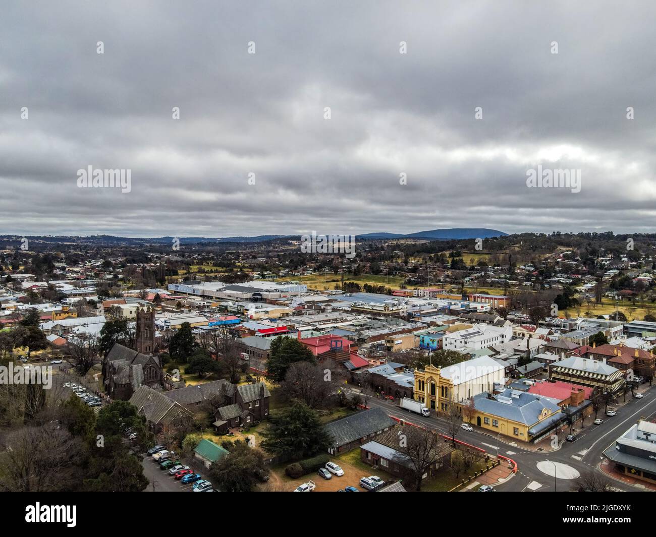 Aerial View of the town Armidale, NSW, 2340, Australia, with beautiful ...