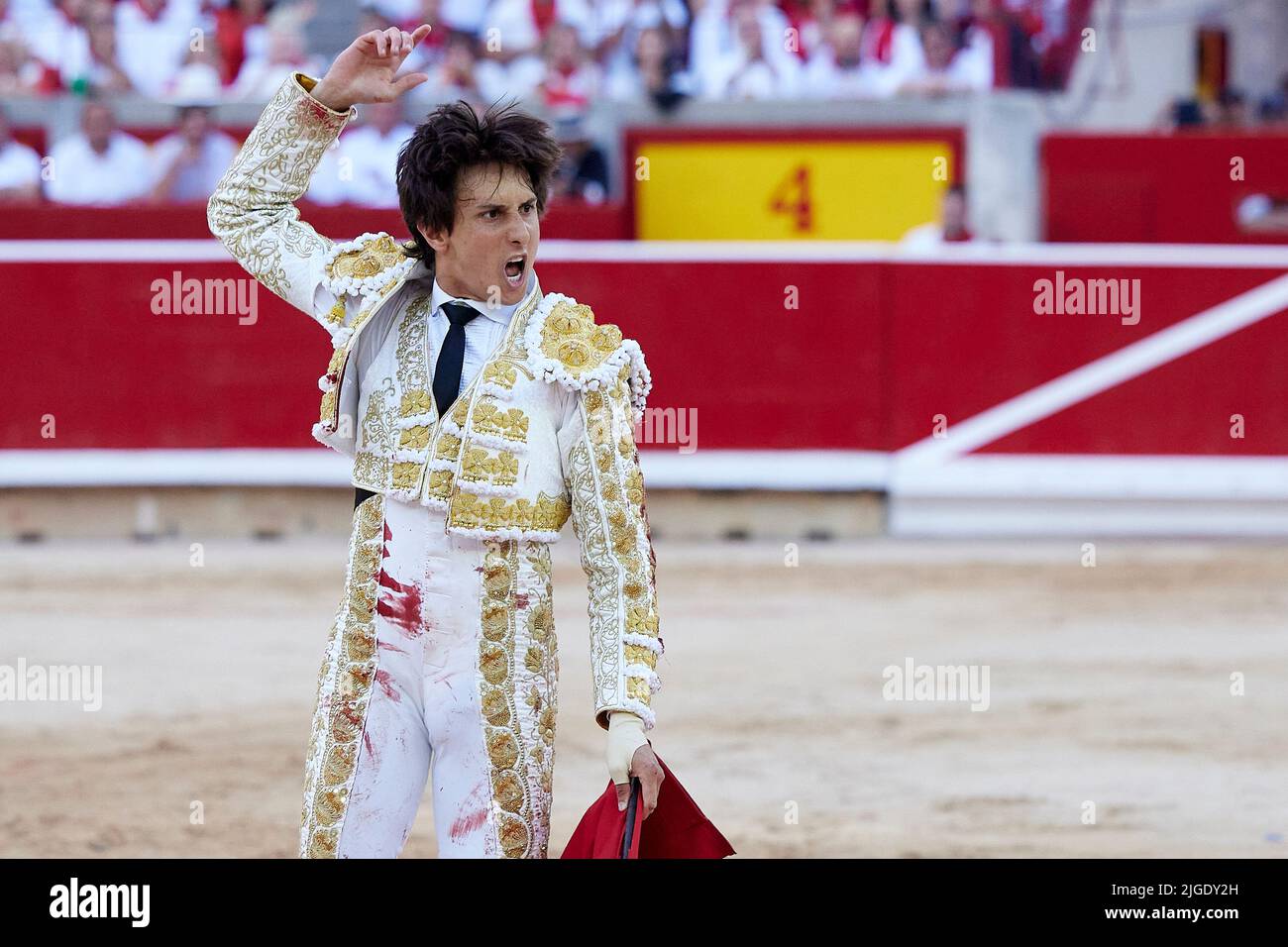 Peruvian bullfighting Andres Roca Rey challenges a Nunez del Cuvillo ...