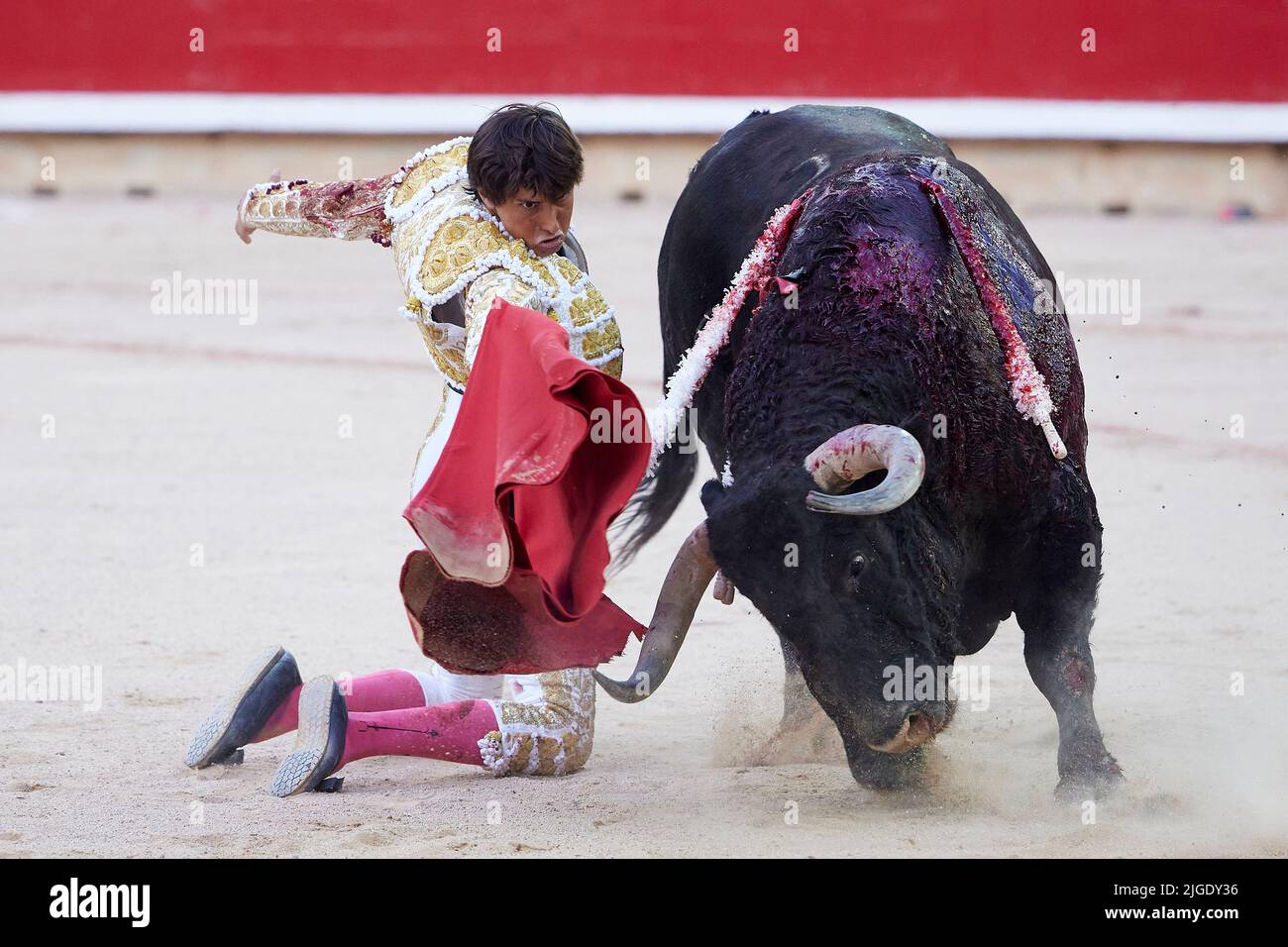 Peruvian bullfighting Andres Roca Rey challenges a Nunez del Cuvillo ...
