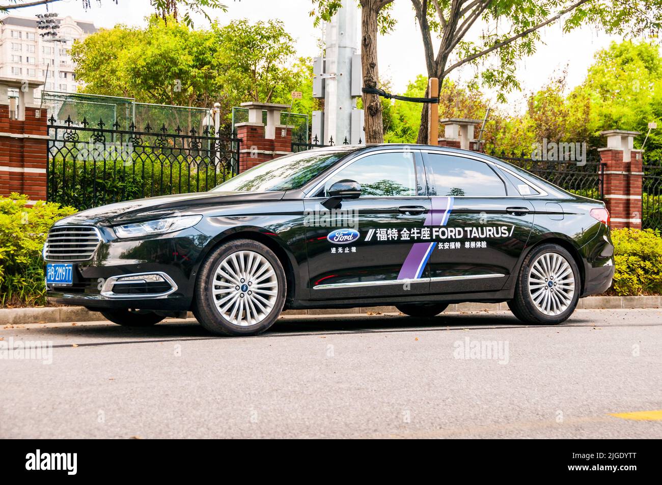 The Chinese Ford Taurus seen stationary on a test drive in Shanghai ...