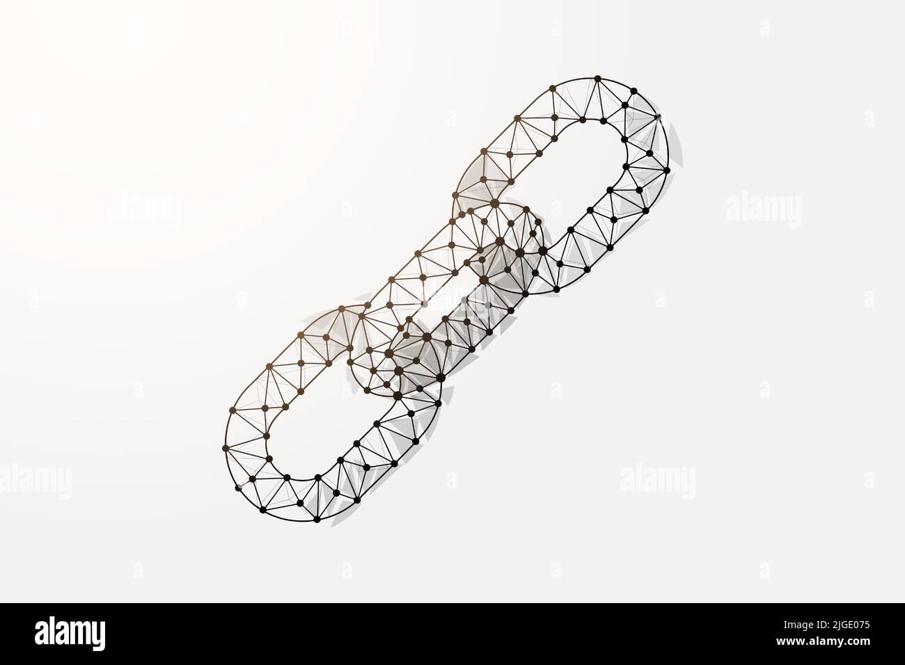 Chain 3d low poly symbol with connected dots. Chainlink, hyperlink ...