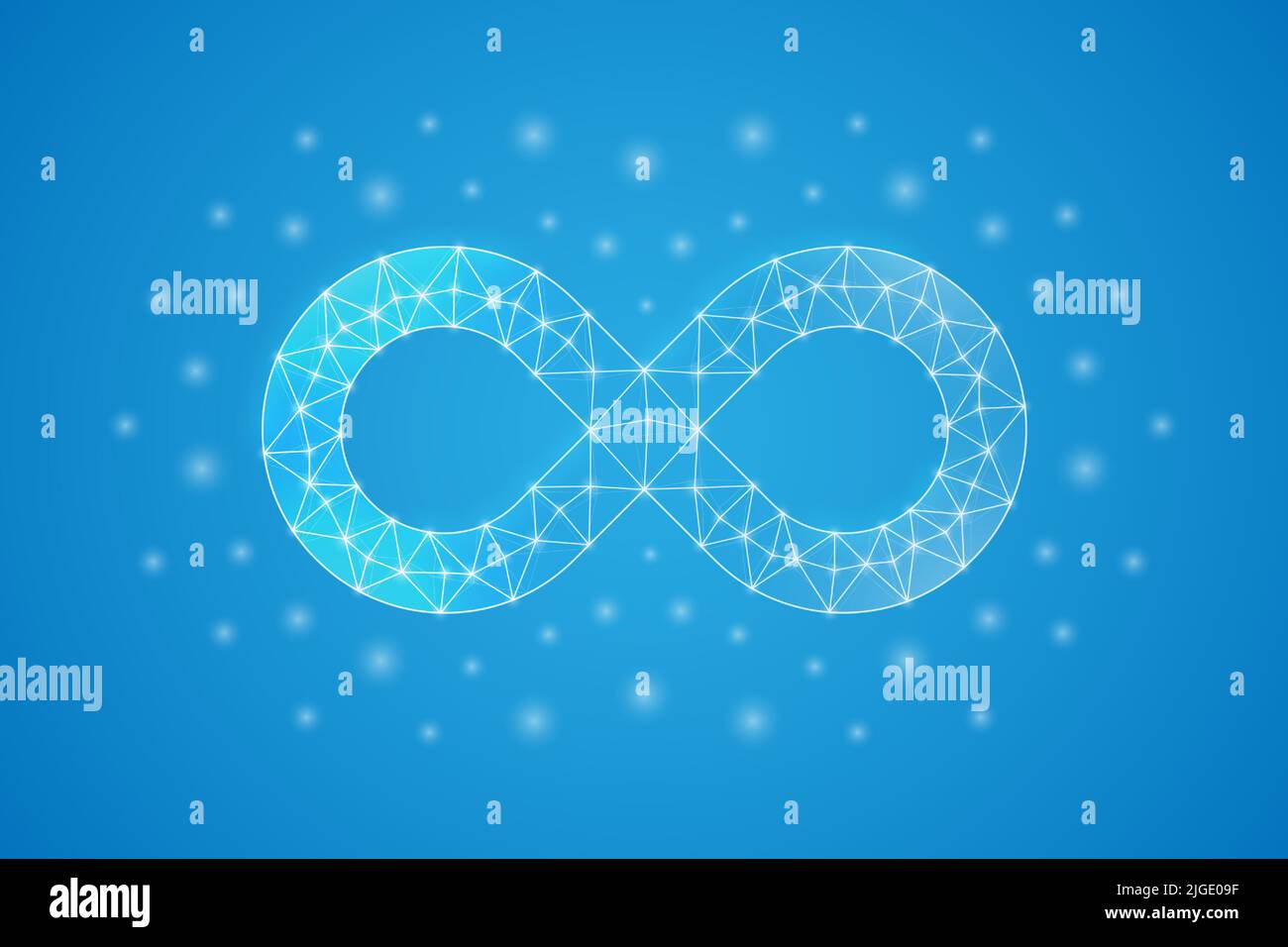 Infinity low poly symbol with white connected dots. 3d geometric ...