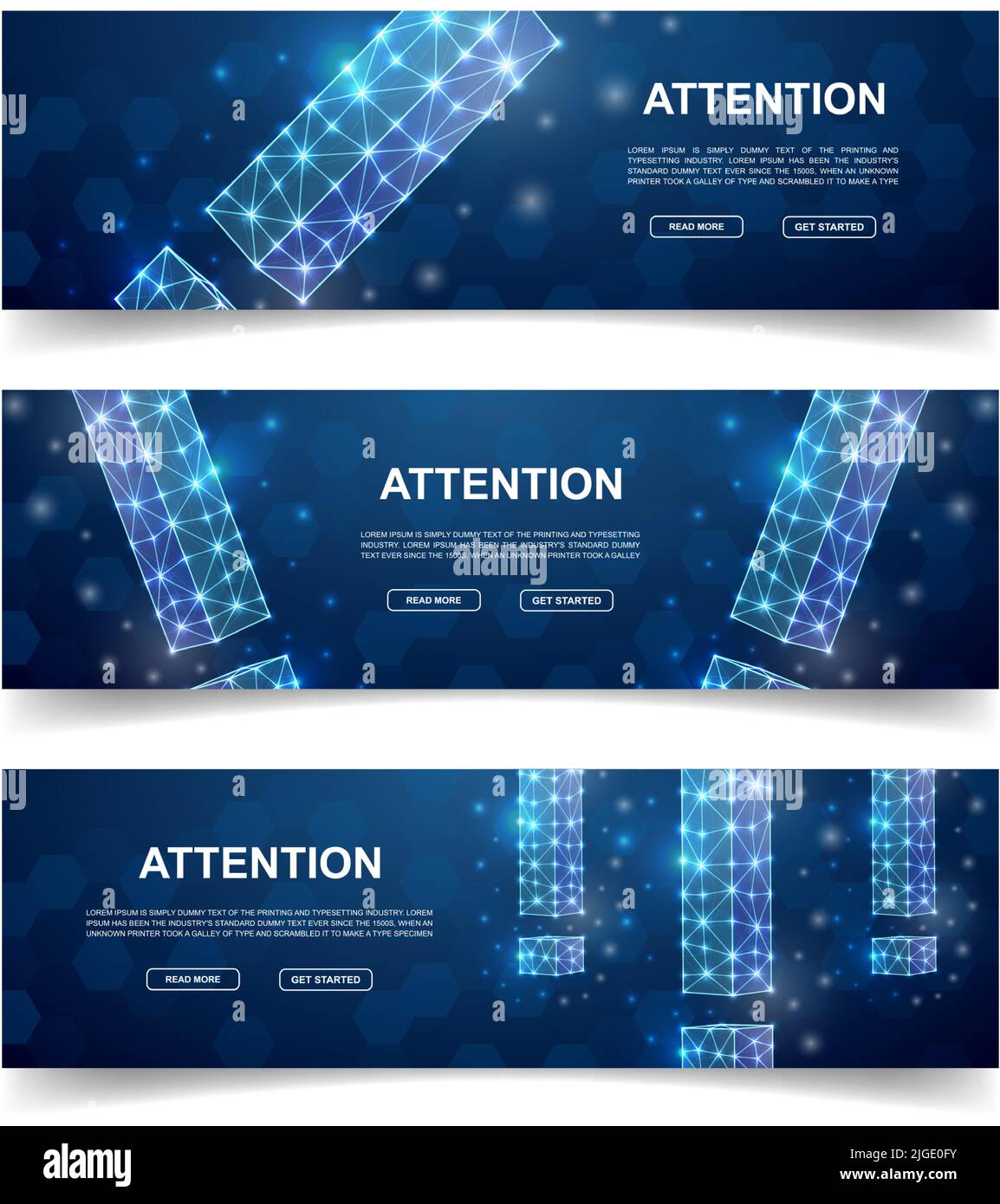 Set of three Exclamation mark horizontal banners. Horizontal ...