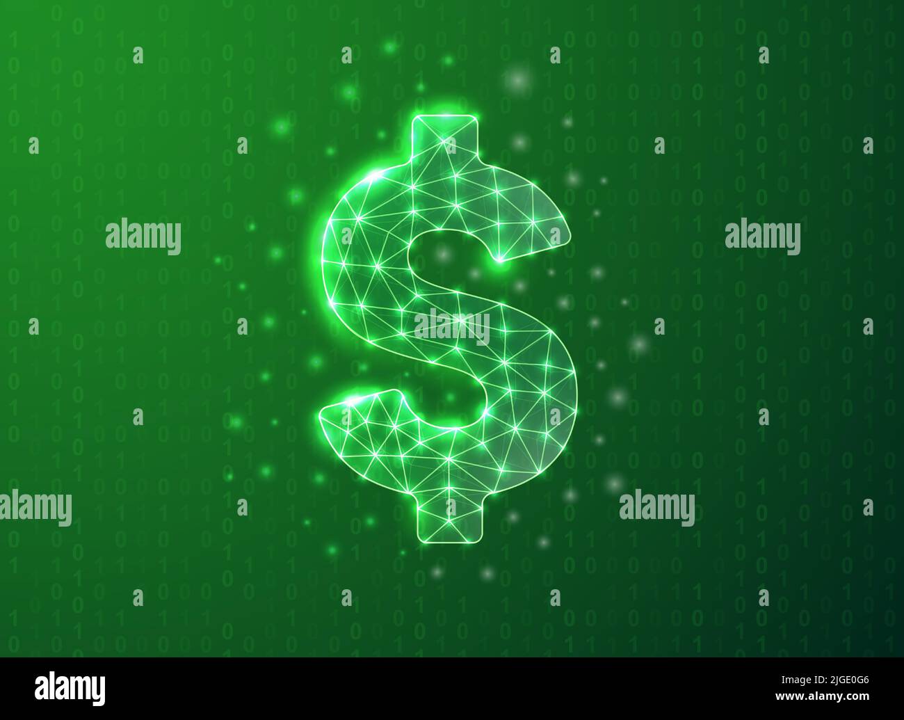 Dollar polygonal symbol with binary code background. Money concept design vector illustration ...