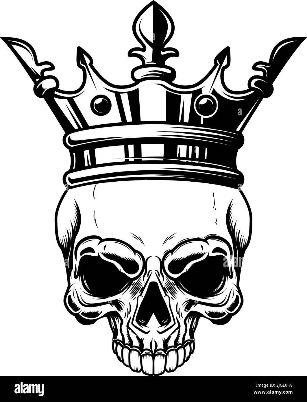 Skull With King Crown Design Element For Logo Label Sign Emblem