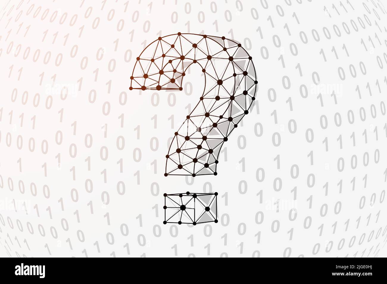 Question mark 3d low poly symbol with binary code background. Help ...