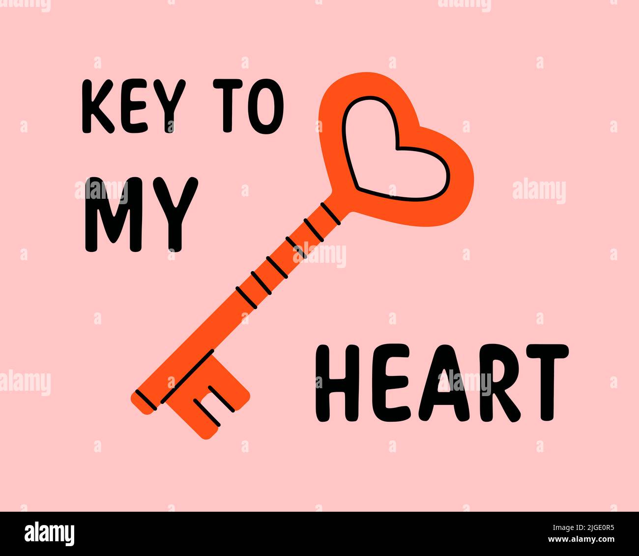 Key to My Heart - lettering quote typography poster. Love key with ...
