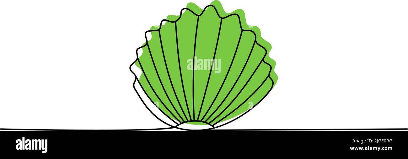 Set of Shell one line colored continuous drawing. Shell continuous one ...