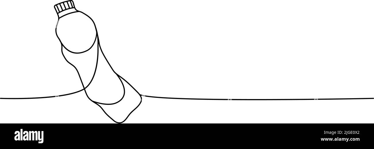 Plastic bottle one line continuous drawing. Water bottle continuous one ...