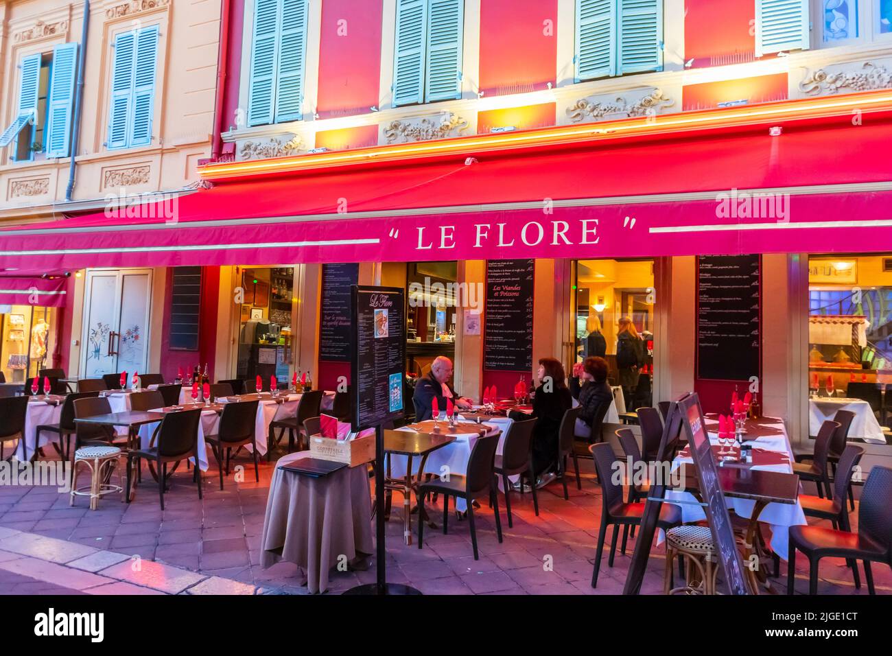 Nice, France, Medium Crowd People, Sharing Meals on French Bistro ...