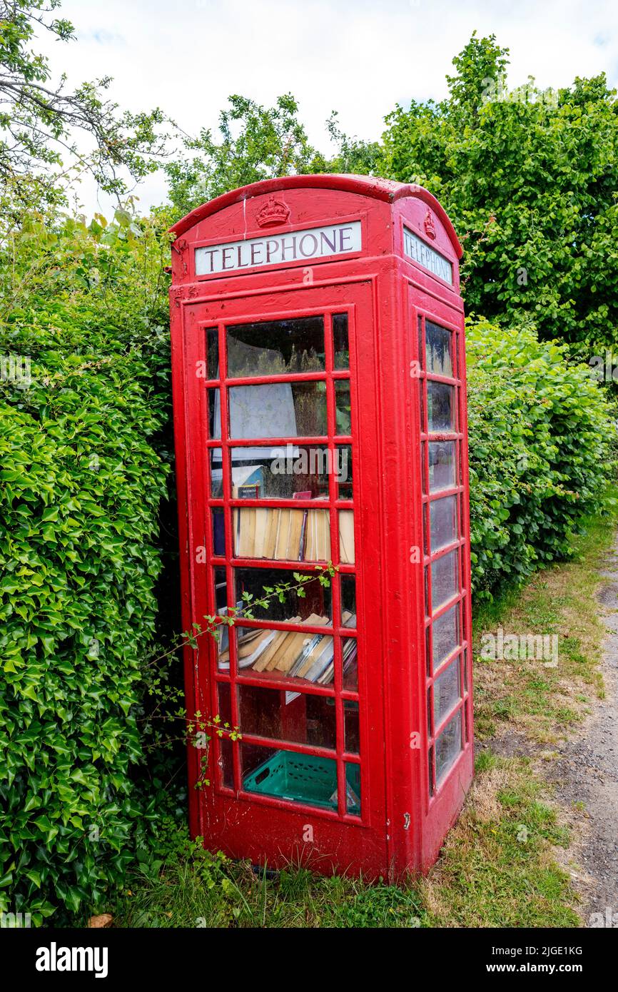 Former BT red telephone box now used as a library Parham Suffolk UK ...
