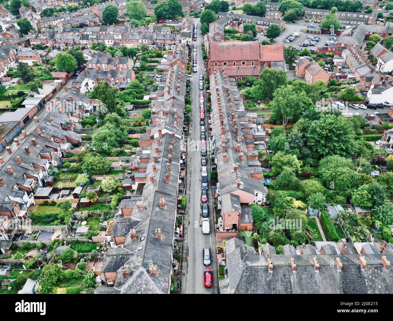 An aerial view of victorian terraced houses hi-res stock photography ...
