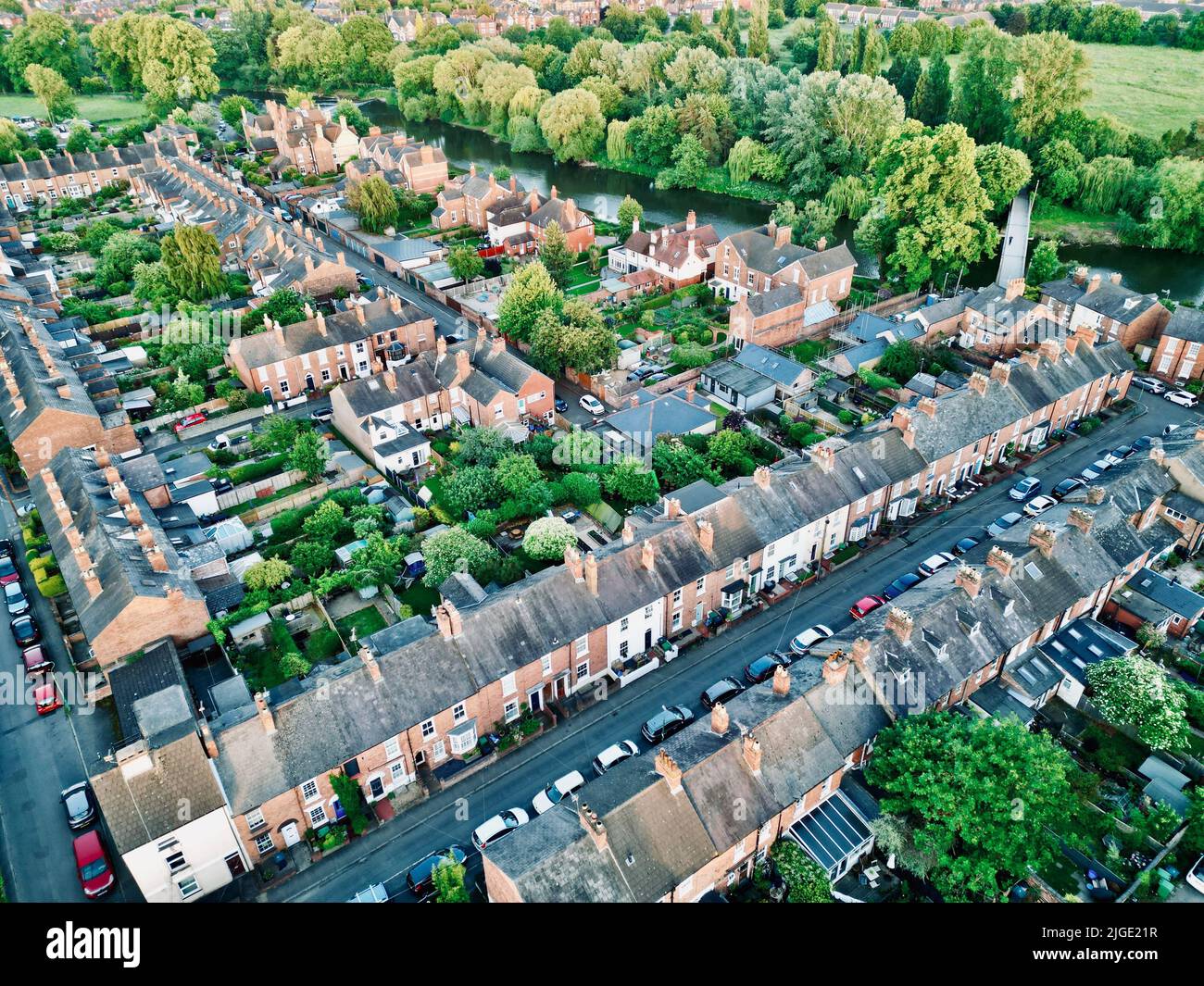An aerial view of typical Victorian terraced houses in the UK Stock ...