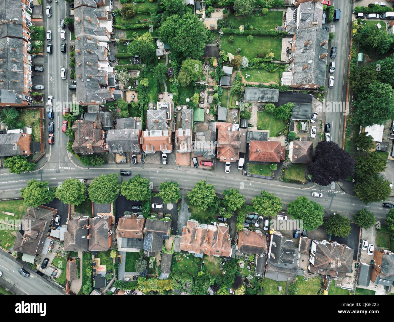 An aerial view of typical Victorian terraced houses in the UK Stock ...