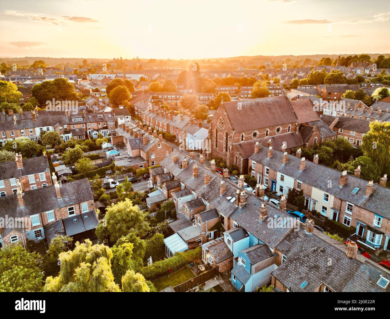 An aerial view of typical Victorian terraced houses in the UK Stock ...