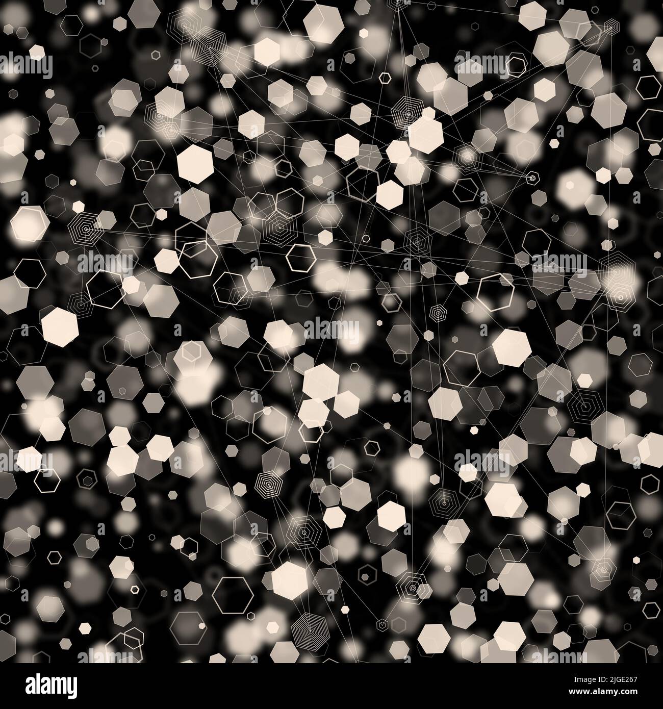 Illustration of abstract light dots and blurred Hexagon backdrop like ...