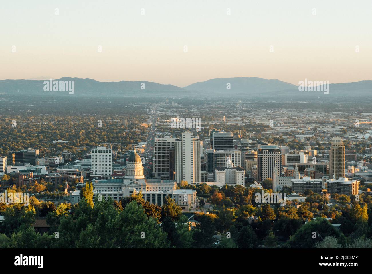 An aerial view of downtown Salt Lake City, Utah Stock Photo - Alamy