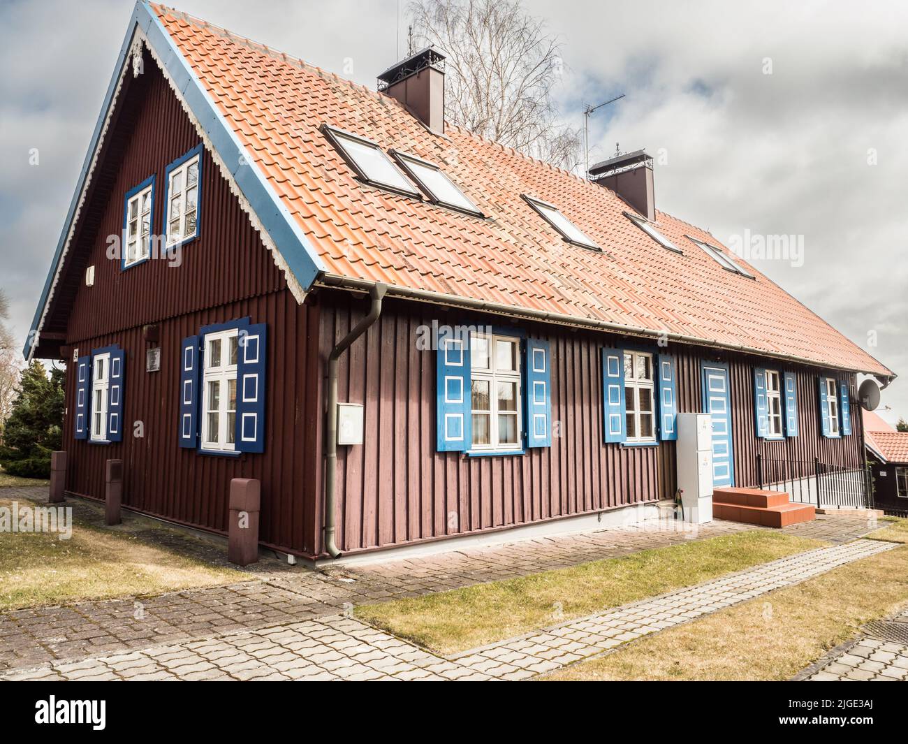 Nida, Lithuania - April 06, 2018: Wooden house on the headland ...