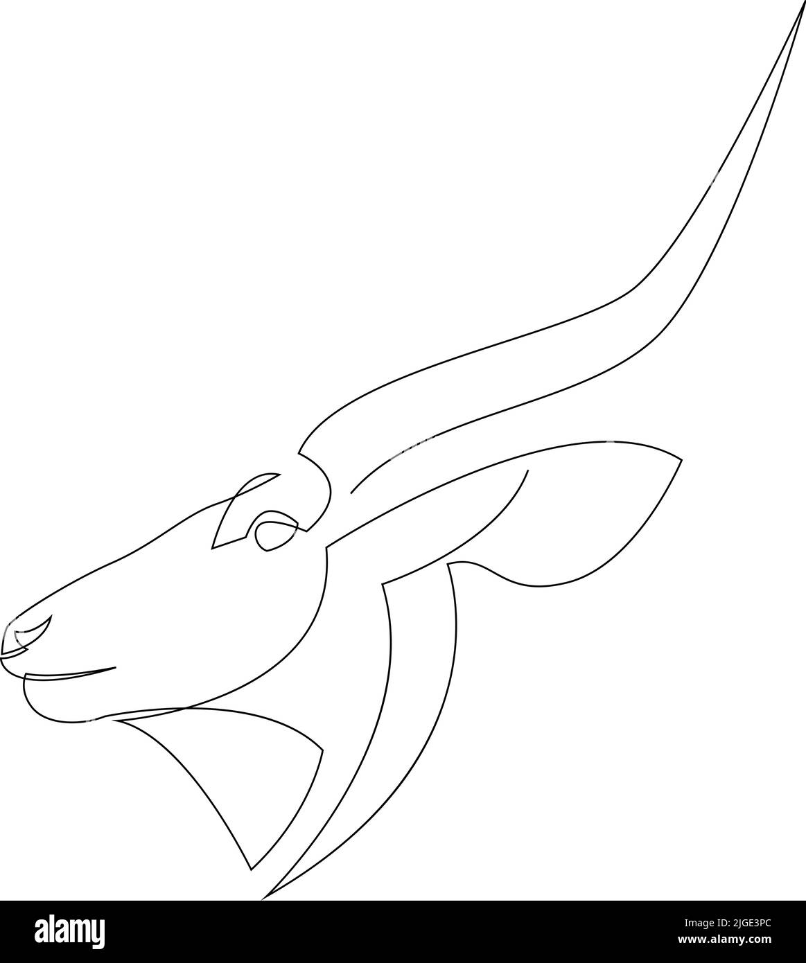 Continuous line drawing. Kudu antelope symbol. Logo of the Antelope ...