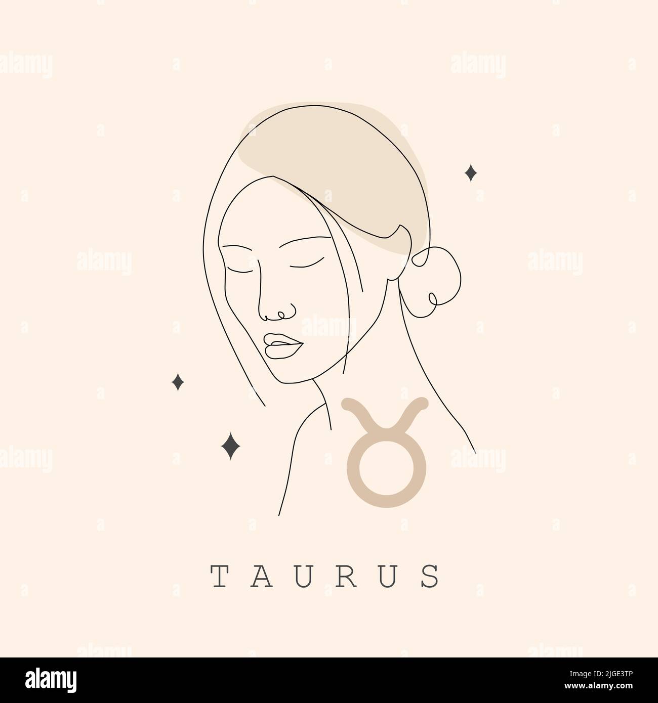 Taurus zodiac sign. One line drawing. Astrological icon with abstract ...