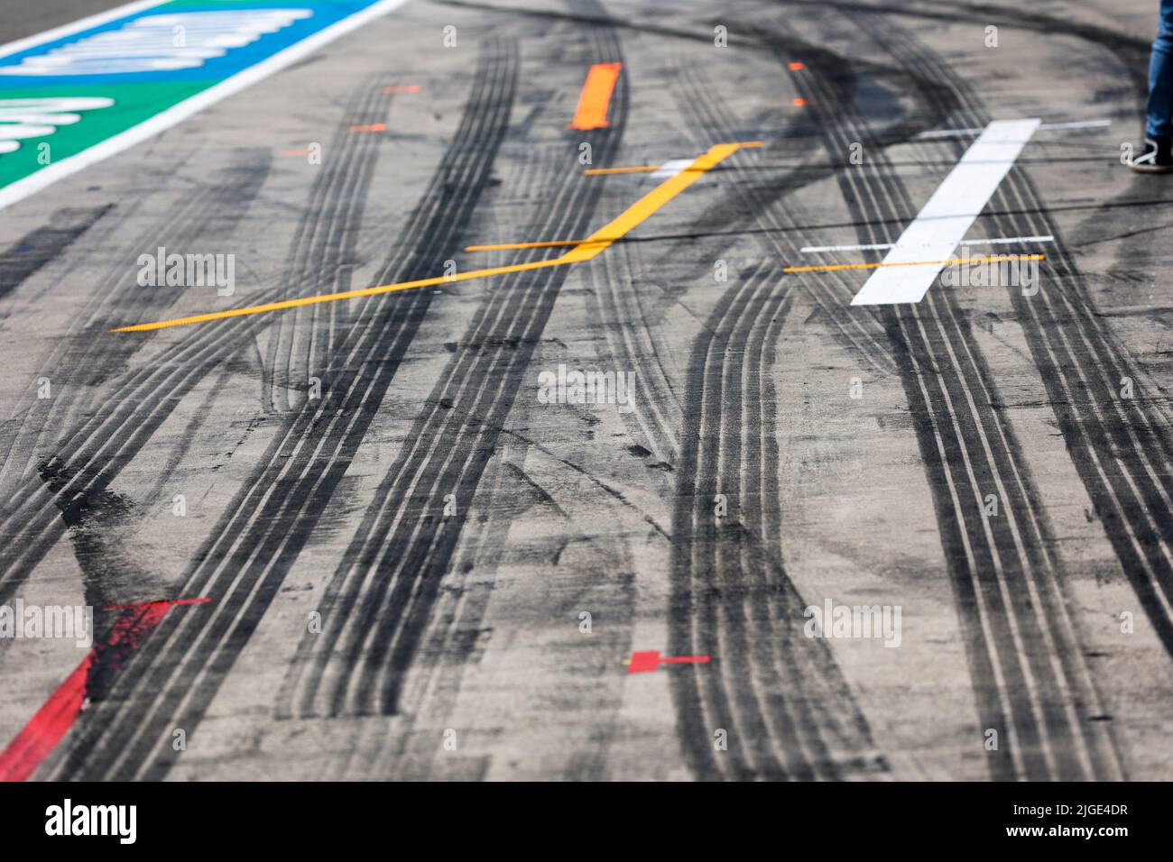 Spielberg, Austria. 9th July, 2022. Tire marks, F1 Grand Prix of ...