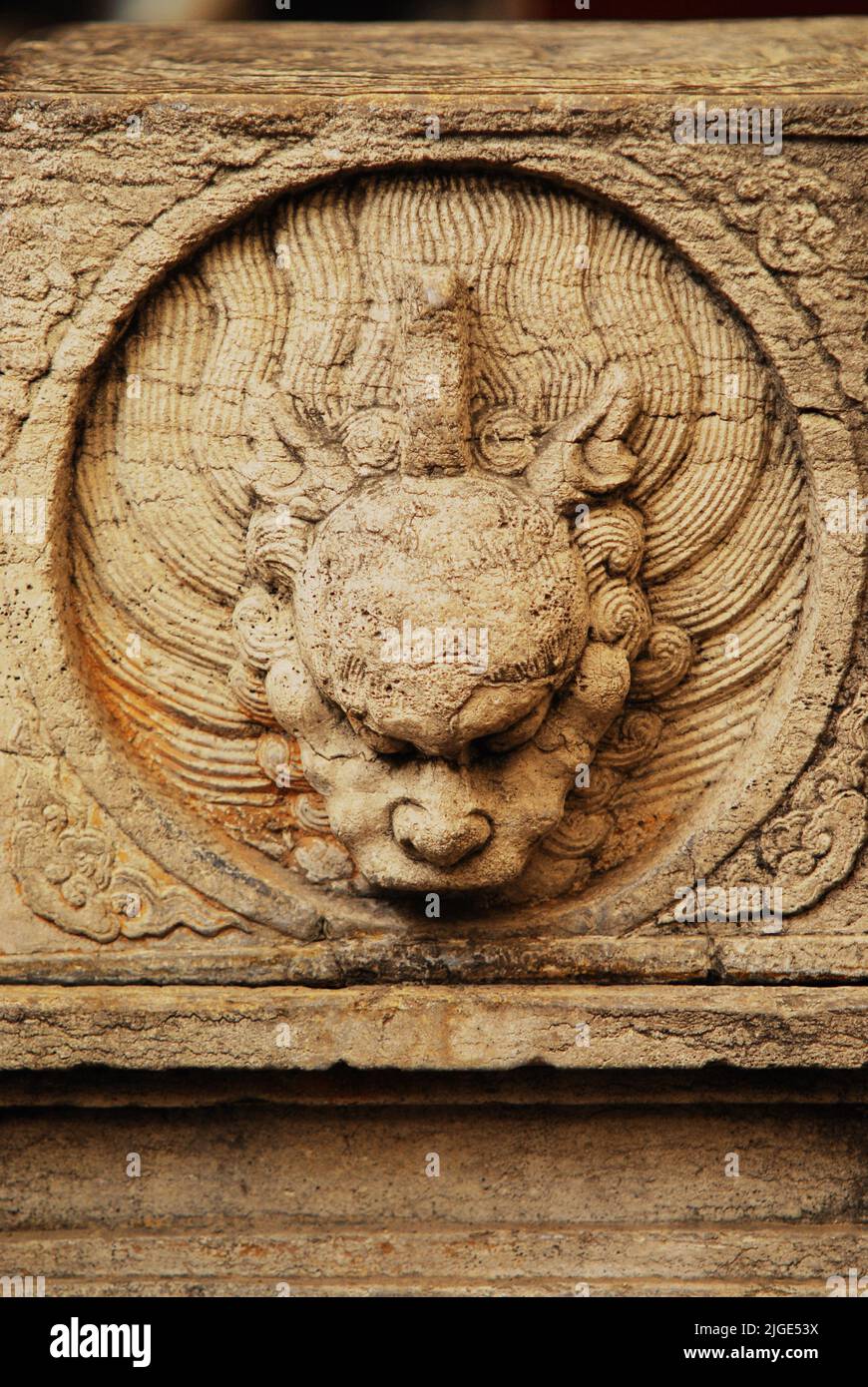 A closeup of bluestone carving in a temple in China Stock Photo - Alamy