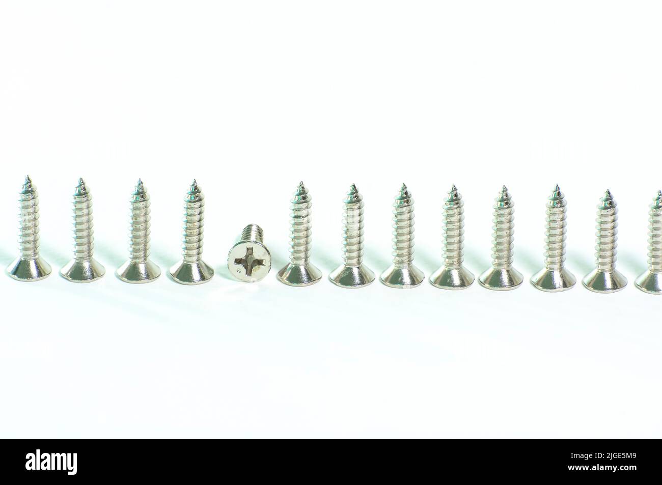 A closeup of self tapping screws on a white background Stock Photo - Alamy