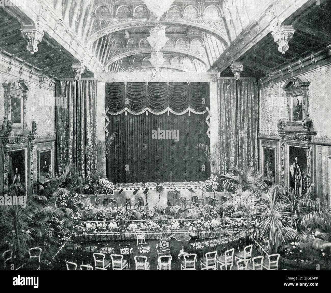 Windsor Castle Interior Waterloo Chamber set up for a play - 19th ...
