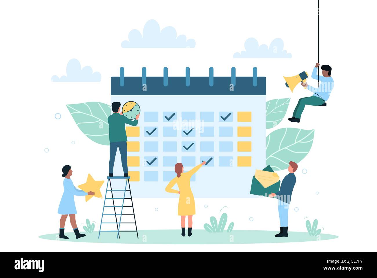 Effective time management and planning projects. Cartoon tiny ...